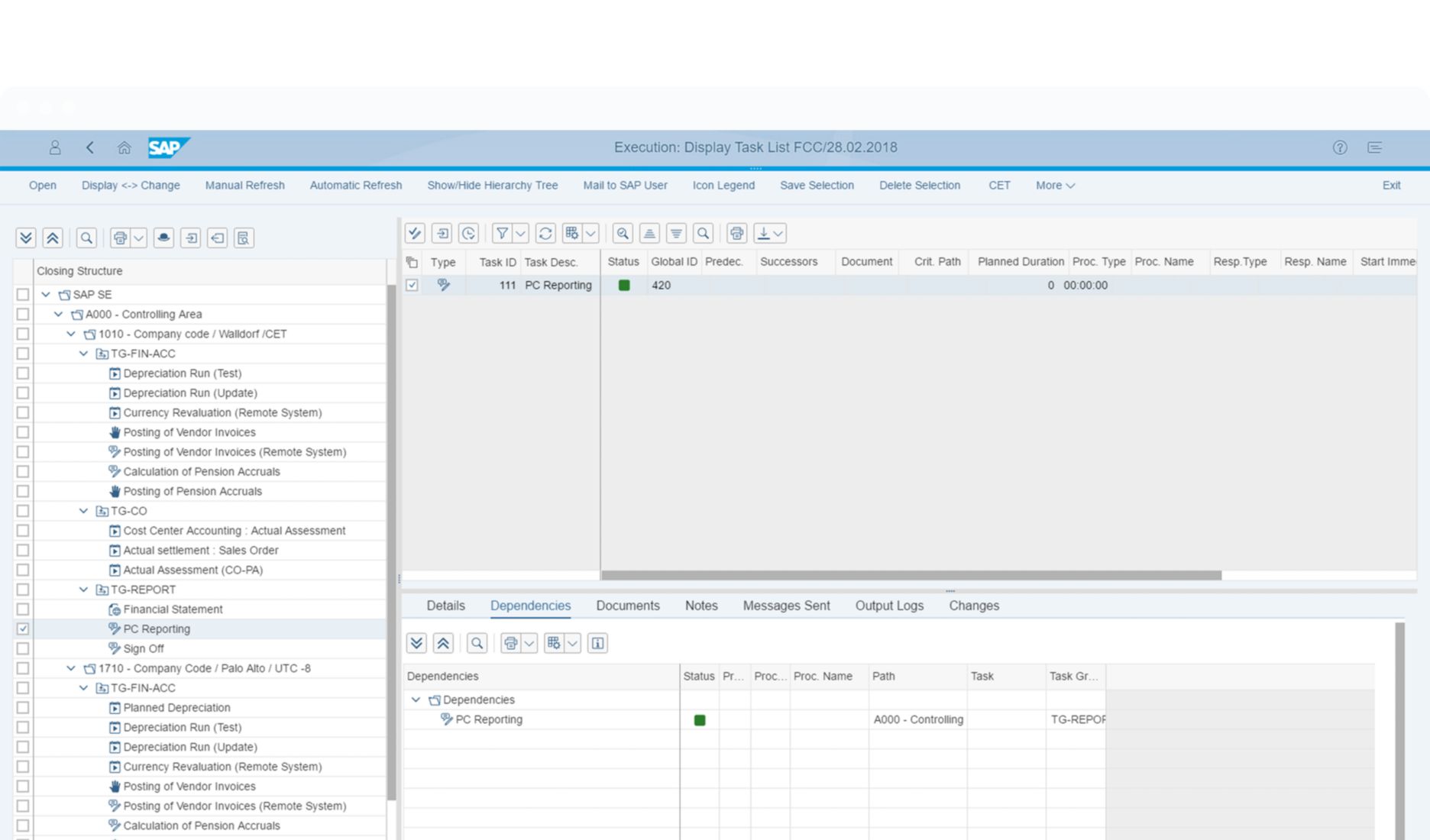 決算処理コックピット会計管理プロセス管理 | SAP